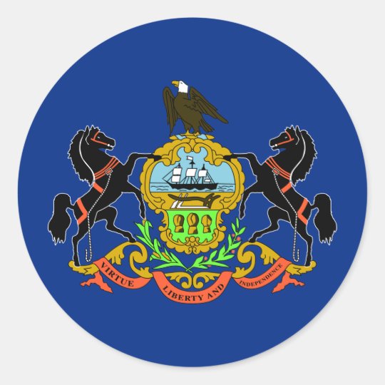 Pennsylvania State Flag Classic Round Sticker | Zazzle.com