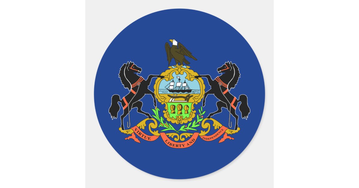 Pennsylvania State Flag Classic Round Sticker | Zazzle