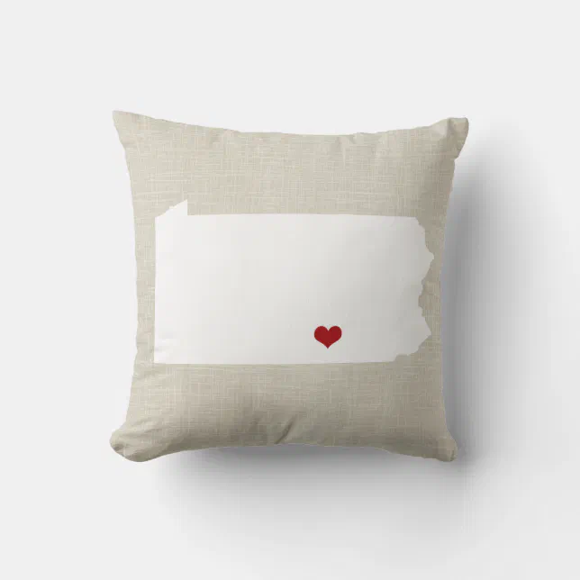 Pennsylvania State Pillow Faux Linen Personalized | Zazzle