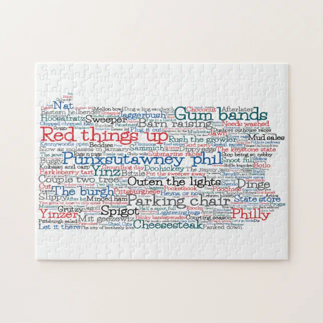 Pennsylvania USA Slang Word Art Map Jigsaw Puzzle | Zazzle