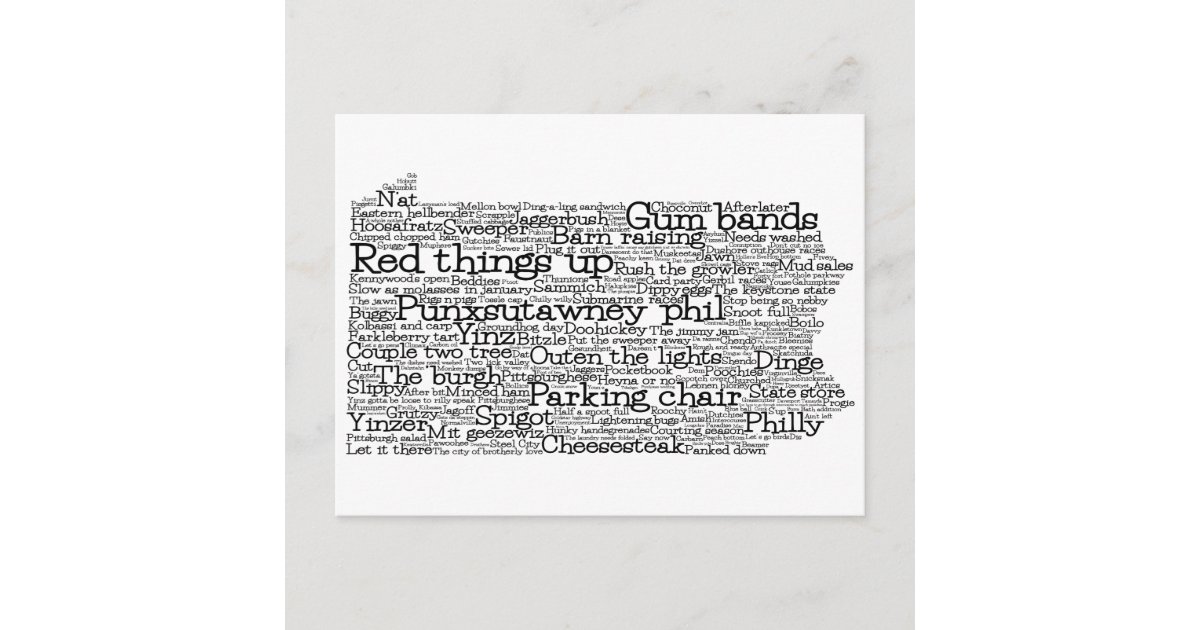 Pennsylvania USA Slang Word Art Map Postcard | Zazzle
