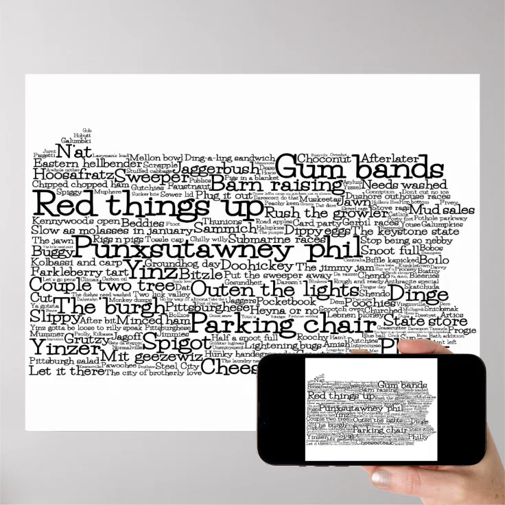 Pennsylvania USA Slang Word Art Map Poster | Zazzle