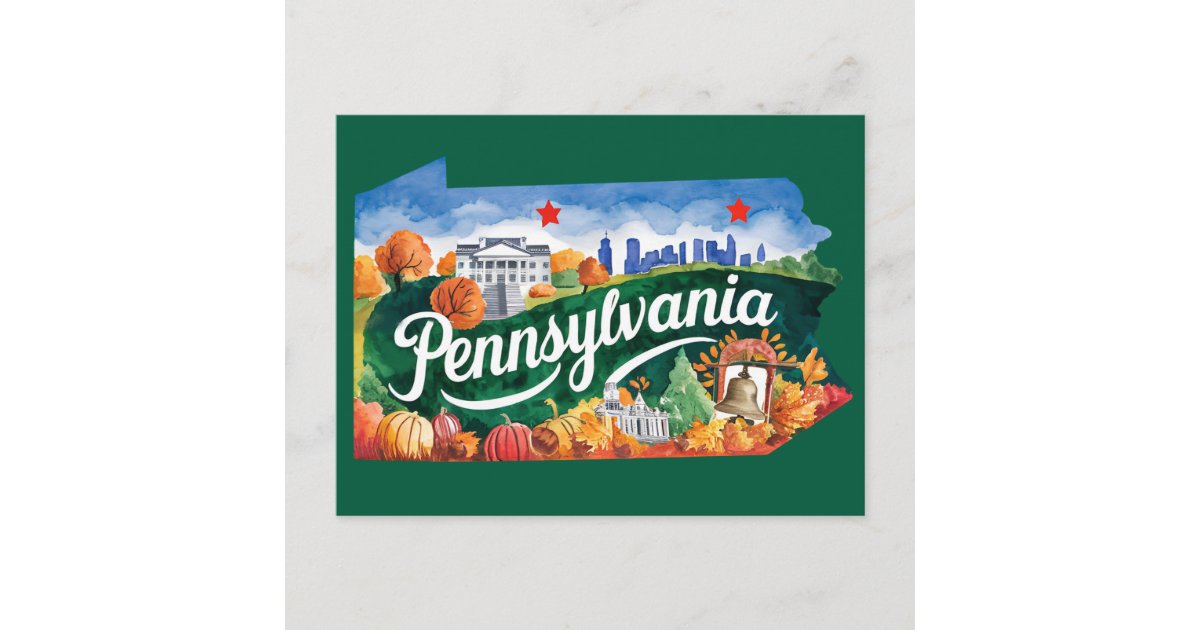 Pennsylvania USA State Shaped Vintage Postcard | Zazzle