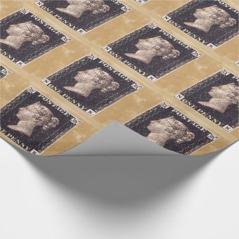 Penny Black Postage Stamp Wrapping Paper | Zazzle