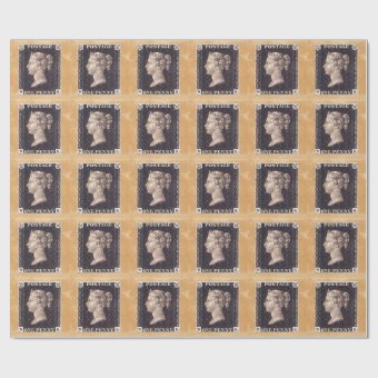 Penny Black Postage Stamp Wrapping Paper | Zazzle