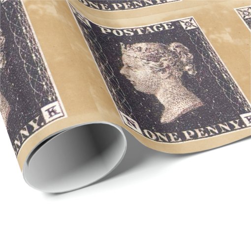 Penny Black Postage Stamp Wrapping Paper | Zazzle