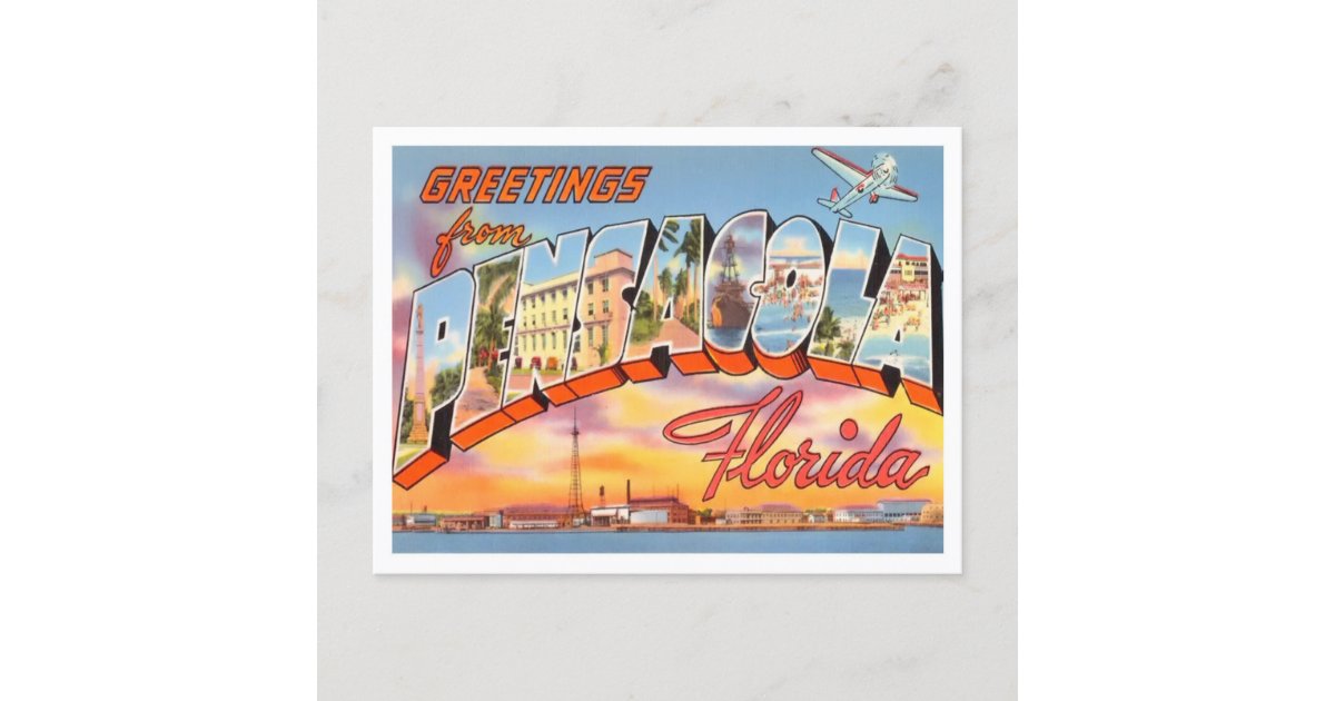 Pensacola, Florida Vintage Big Letters Postcard | Zazzle
