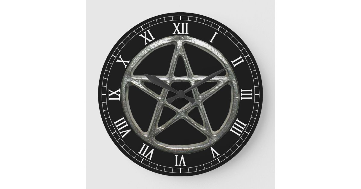 Pentacle Round Roman Numerals Clock | Zazzle