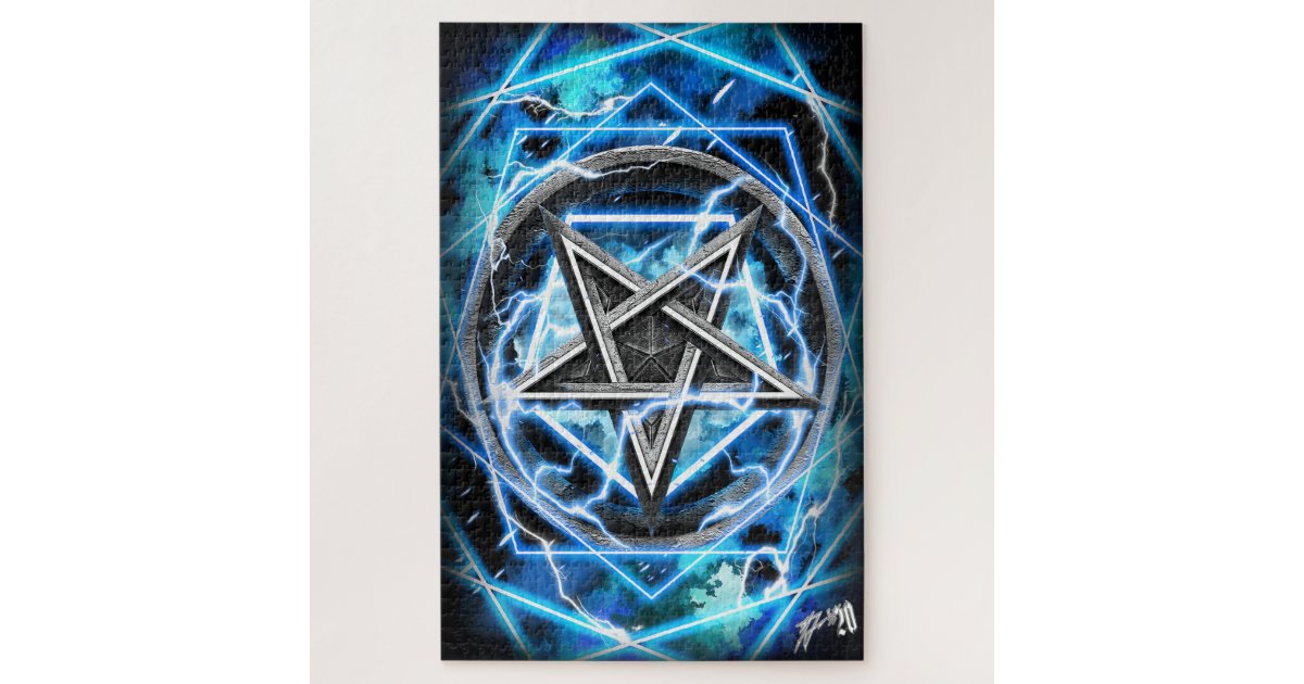 Pentagram lightning jigsaw puzzle | Zazzle