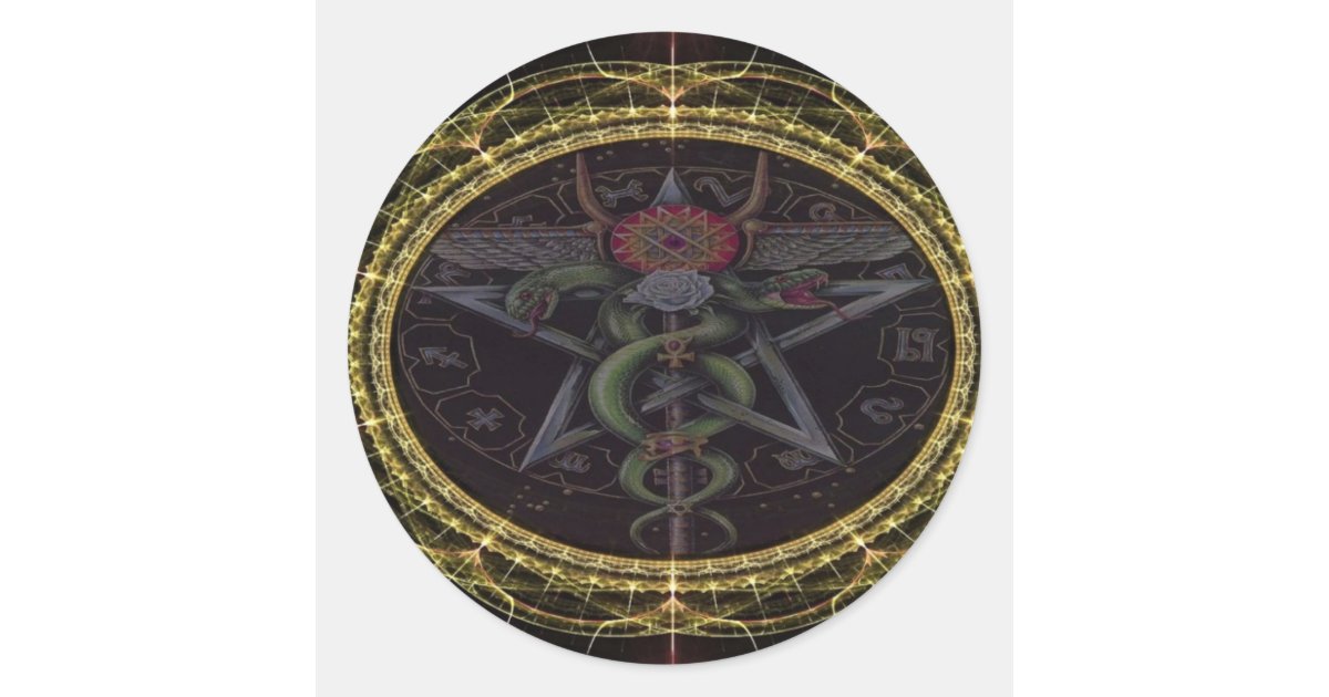 Pentagram Snakes Classic Round Sticker | Zazzle