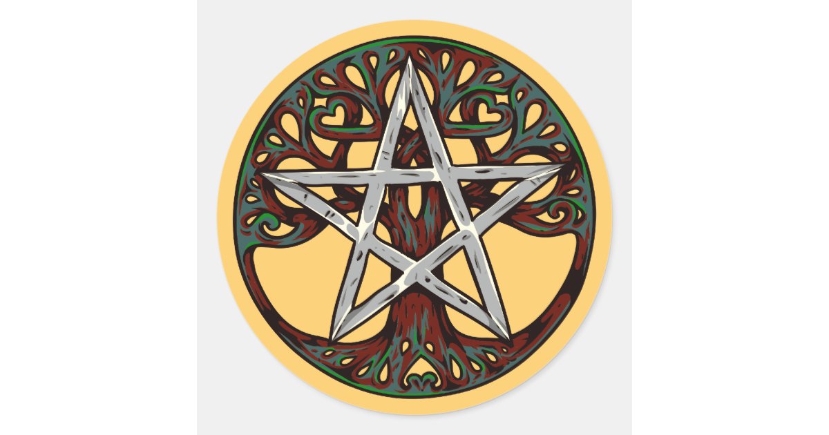 Pentagram tree of life classic round sticker | Zazzle