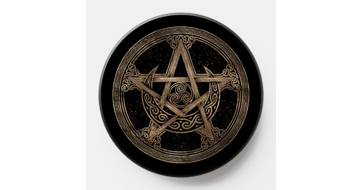 Pentagram Triskelion Moon Ornament PopSocket | Zazzle