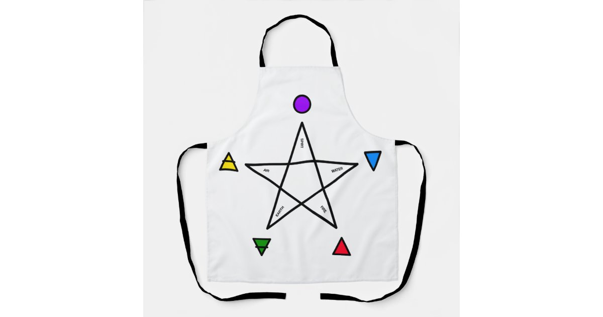Pentagram with five elements (Wicca) Apron | Zazzle