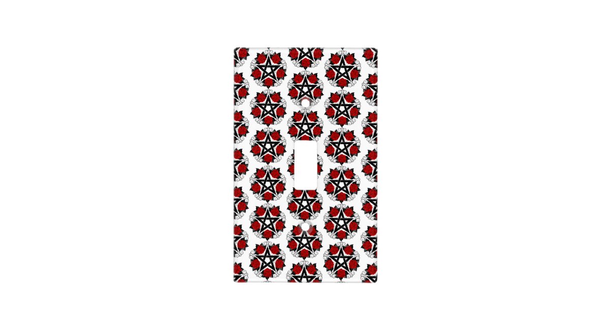 Pentagram with Red Roses Light Switch Cover | Zazzle