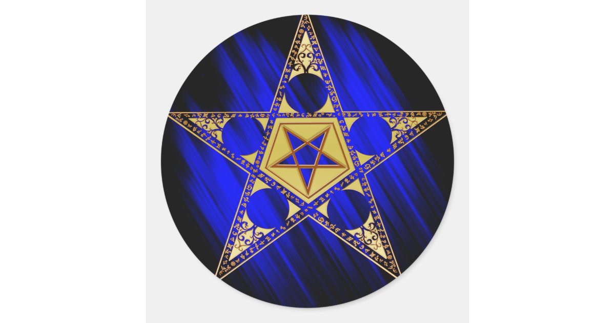 Pentagram With Upside Down Star Classic Round Sticker | Zazzle