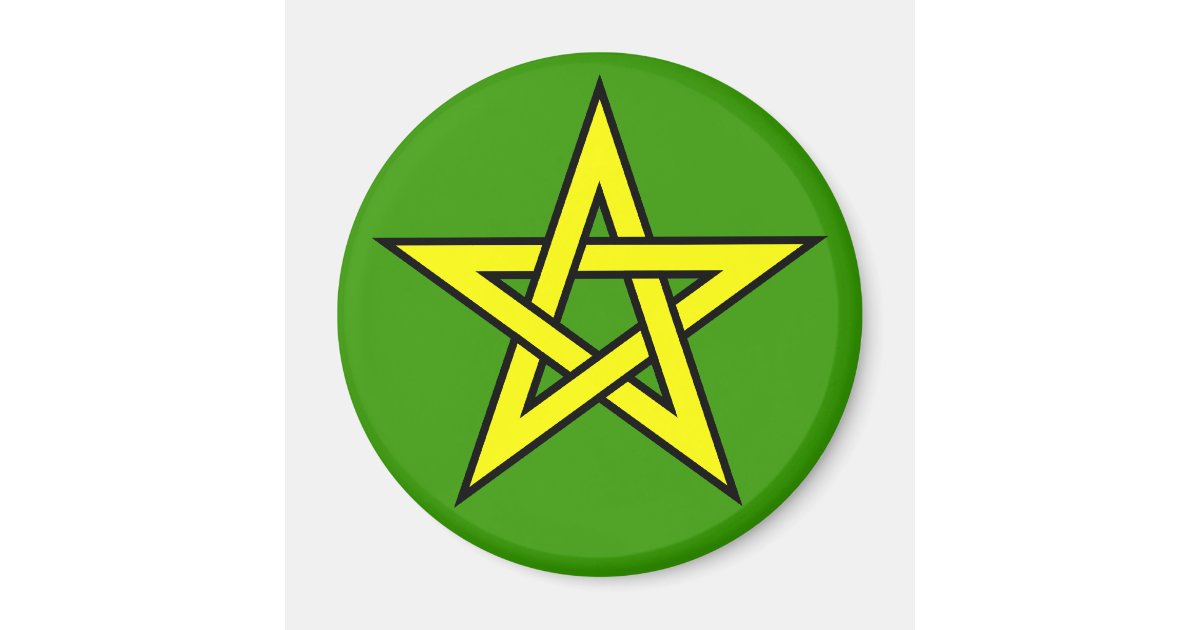 Pentagram Yellow on Green Magnet | Zazzle