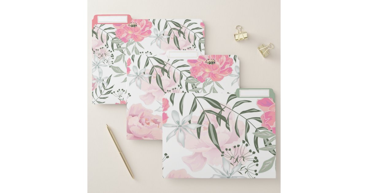 Peonies pink rose flowers file folder | Zazzle