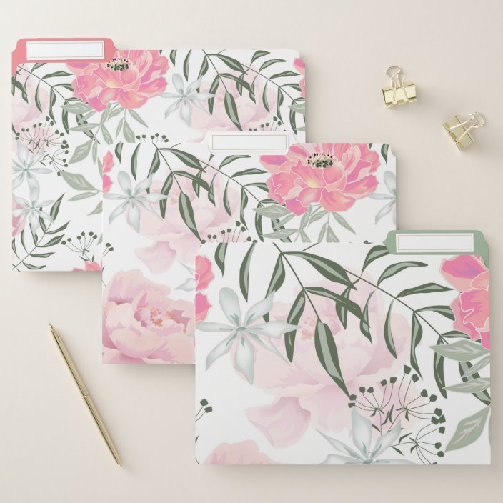 Peonies pink rose flowers file folder | Zazzle.com
