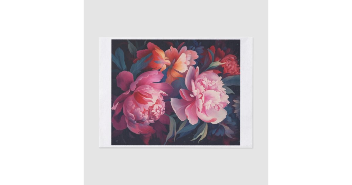 Peony Art for Decoupage Tissue Paper | Zazzle