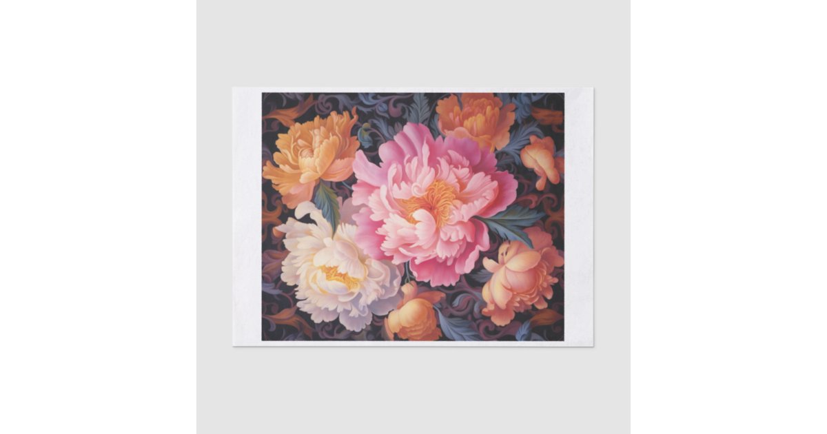 Peony Art for Decoupage Tissue Paper | Zazzle