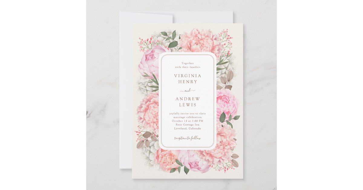 Peony Elegant Wedding Invitation | Zazzle