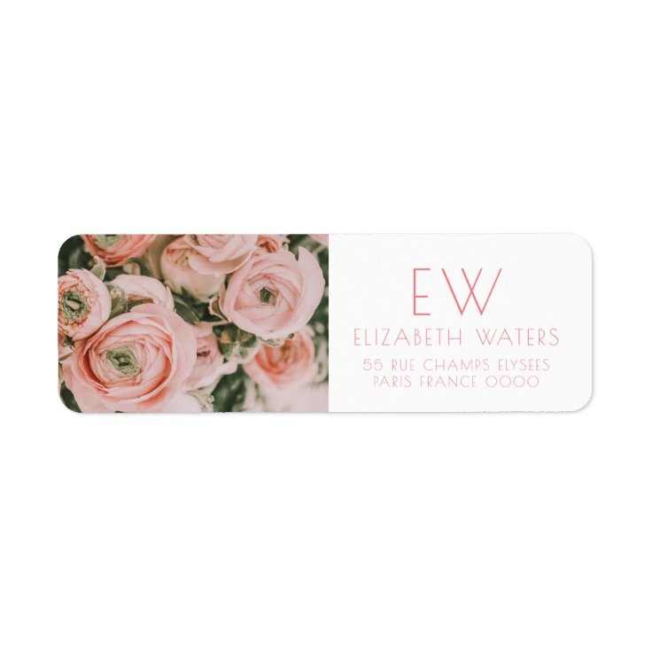 PEONY FLOWER RETURN ADDRESS LABELS | Zazzle