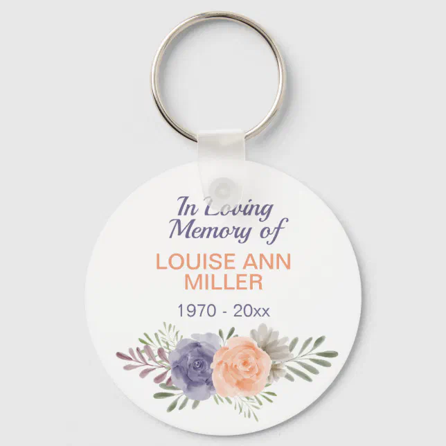 Peony Memorial In Loving Memory Of Keychain | Zazzle