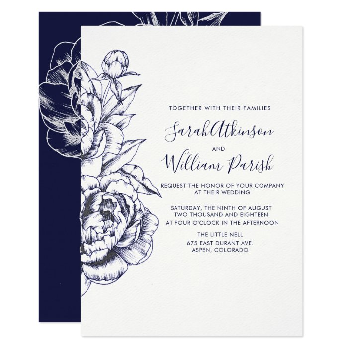 Peony Simple Wedding Invitation | Zazzle.com
