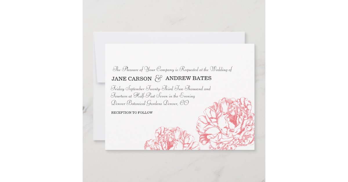Peony Wedding Invitation | Zazzle