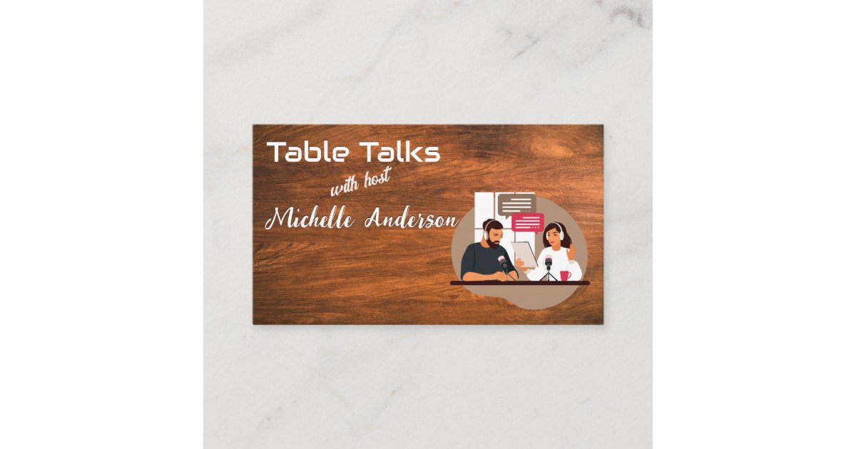 People Talking on Podcast | Wood Business Card | Zazzle