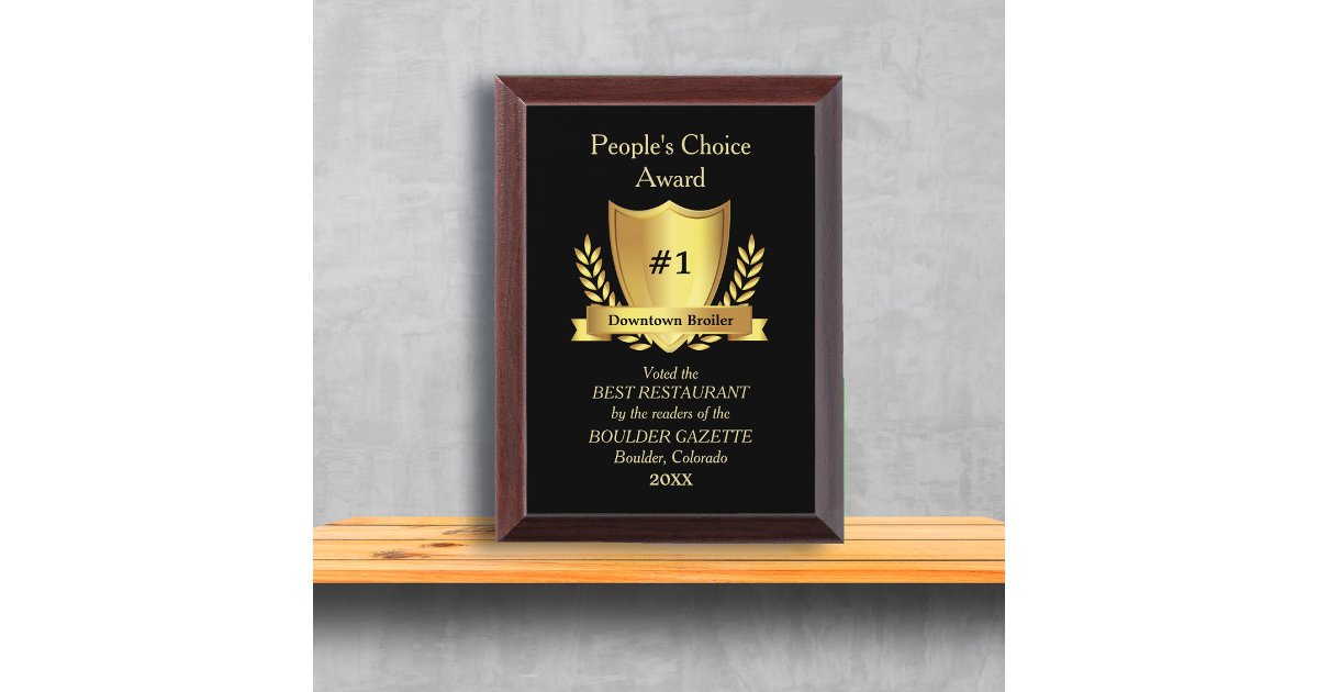 People's Choice Template Gold Award Plaque | Zazzle