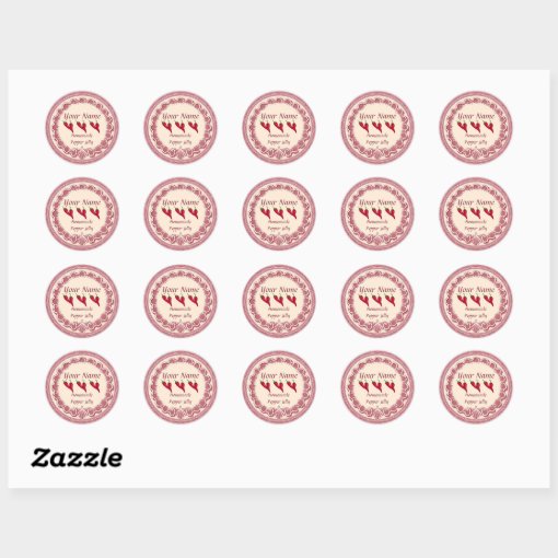 Pepper Jelly Personalize Pink Classic Round Sticker | Zazzle