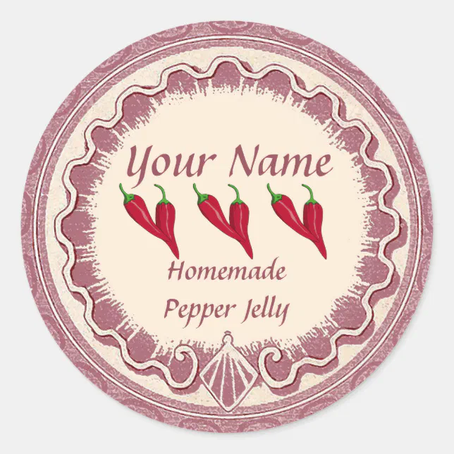 Pepper Jelly Personalize Pink Classic Round Sticker | Zazzle