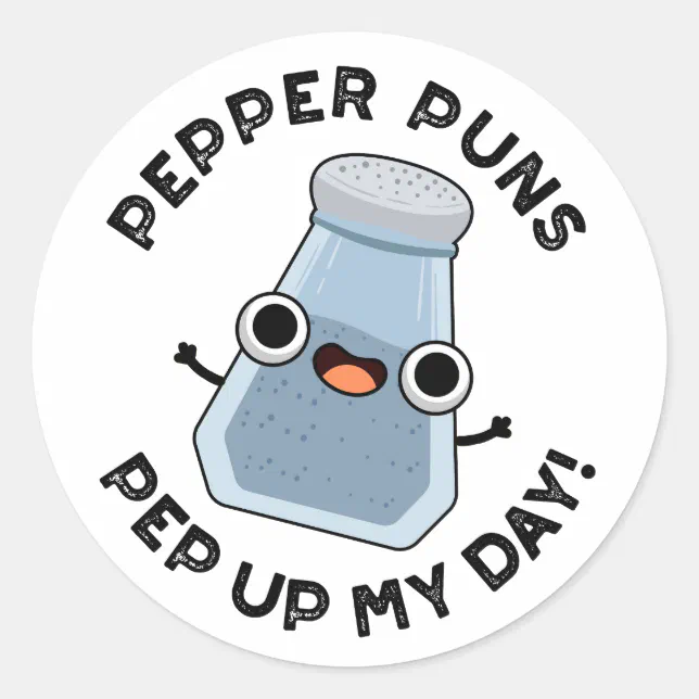 Pepper Puns Pep Up My Day Funny Food Pun Classic Round Sticker | Zazzle