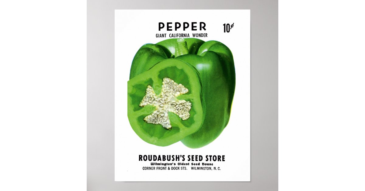 Pepper Seed Packet Label Poster | Zazzle