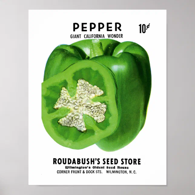 Pepper Seed Packet Label Poster | Zazzle