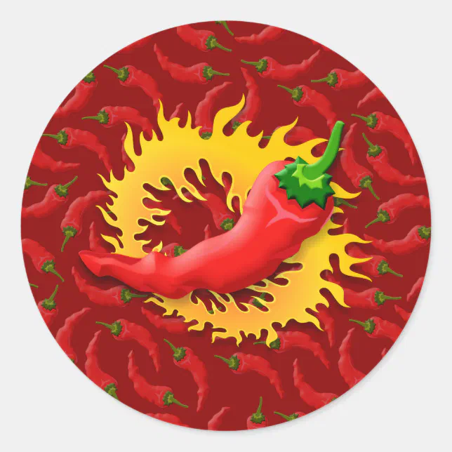 Pepper with Flame Classic Round Sticker | Zazzle