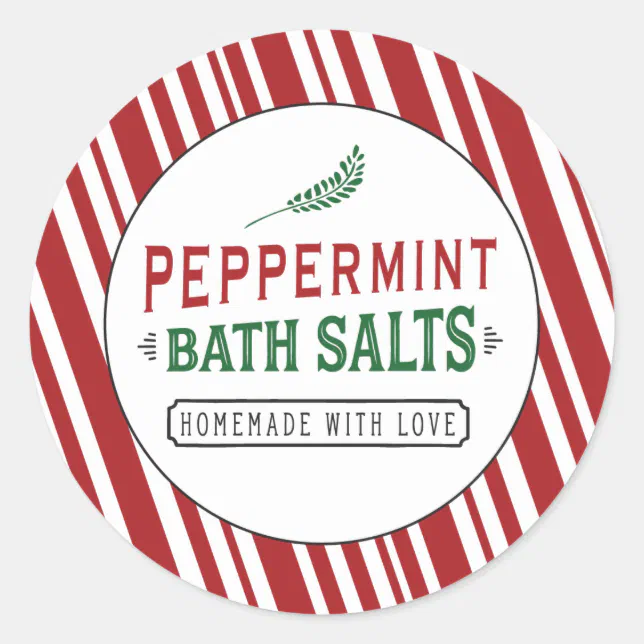 Peppermint Bath Salts Labels Custom Sticker Round | Zazzle