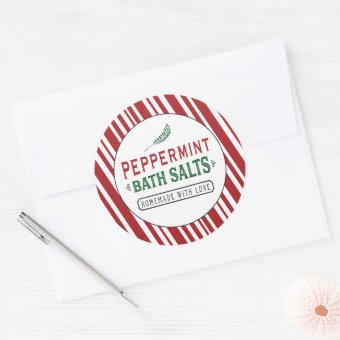Peppermint Bath Salts Labels Custom Sticker Round | Zazzle