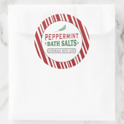 Peppermint Bath Salts Labels Custom Sticker Round | Zazzle