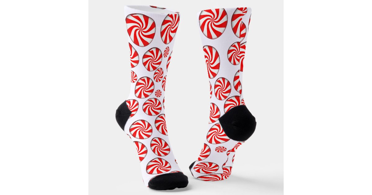 Peppermint Candies Christmas Socks | Zazzle