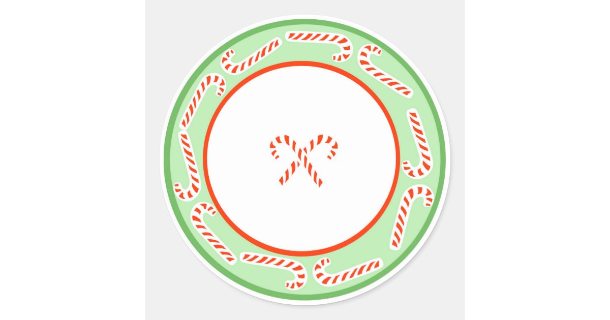 Peppermint Candy Canes Round Stickers | Zazzle