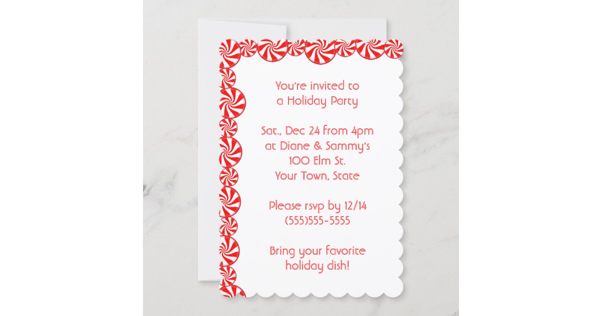 Peppermint Candy Christmas Holiday Party Invitation | Zazzle