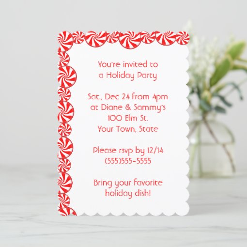 Peppermint Candy Christmas Holiday Party Invitation | Zazzle