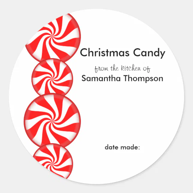 Peppermint Candy Custom Classic Round Sticker | Zazzle