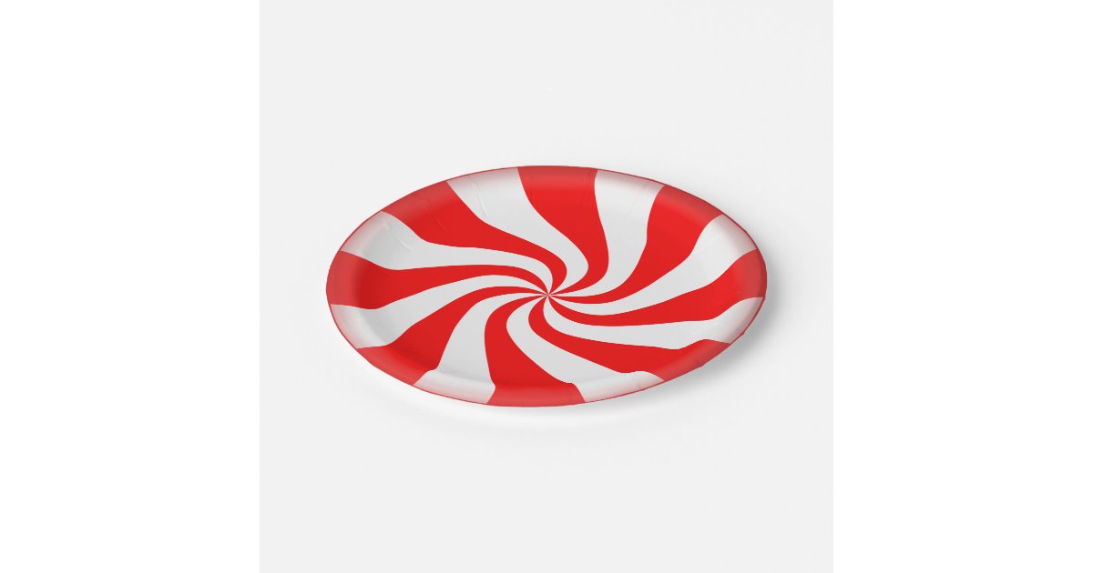 Peppermint Candy Disposable Holiday Paper Plates | Zazzle