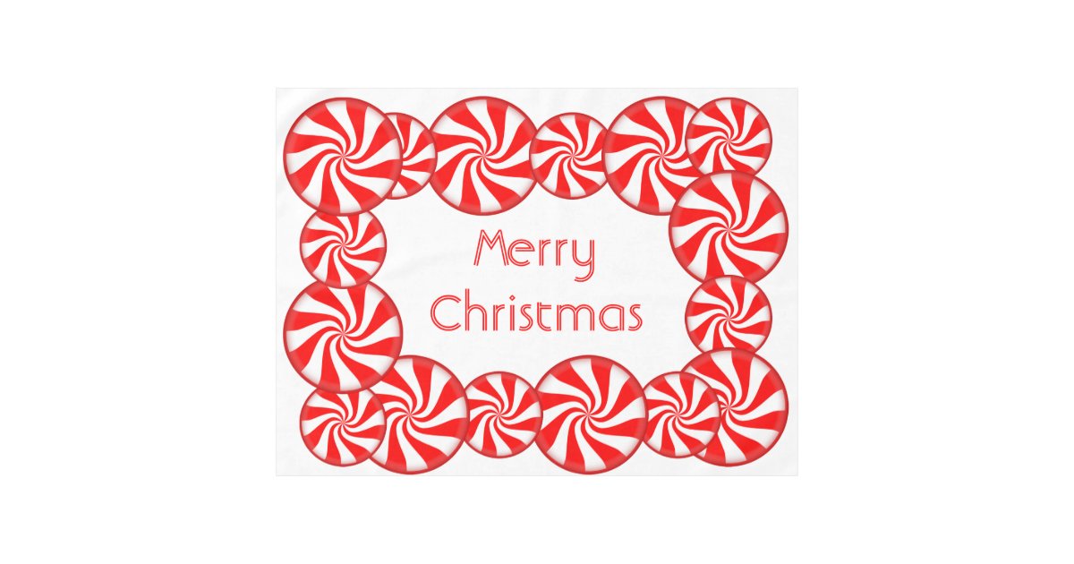 Peppermint Candy Merry Christmas Tablecloth | Zazzle