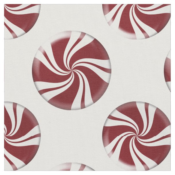Peppermint Rounds Fabric | Zazzle