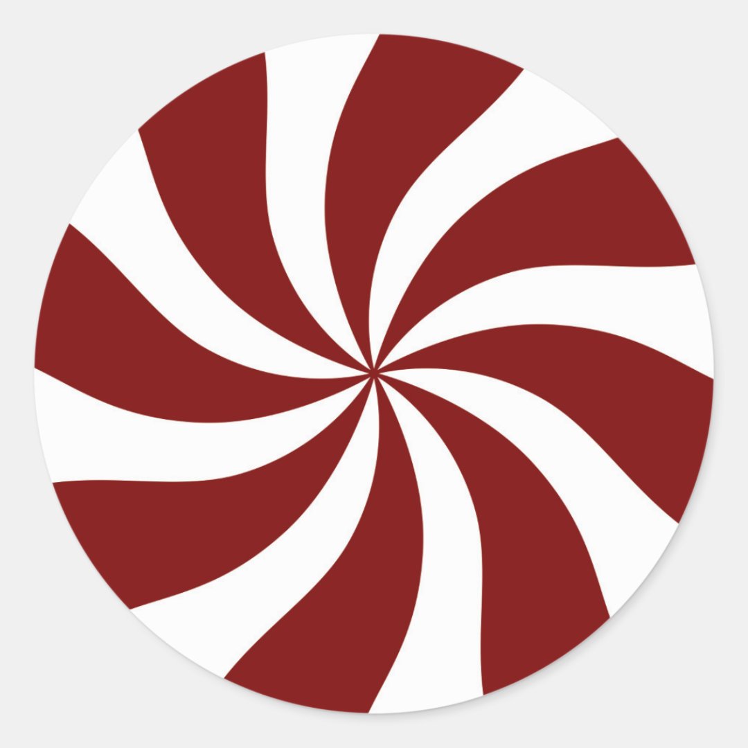 Peppermint Candy Swirl Red and White Classic Round Sticker | Zazzle