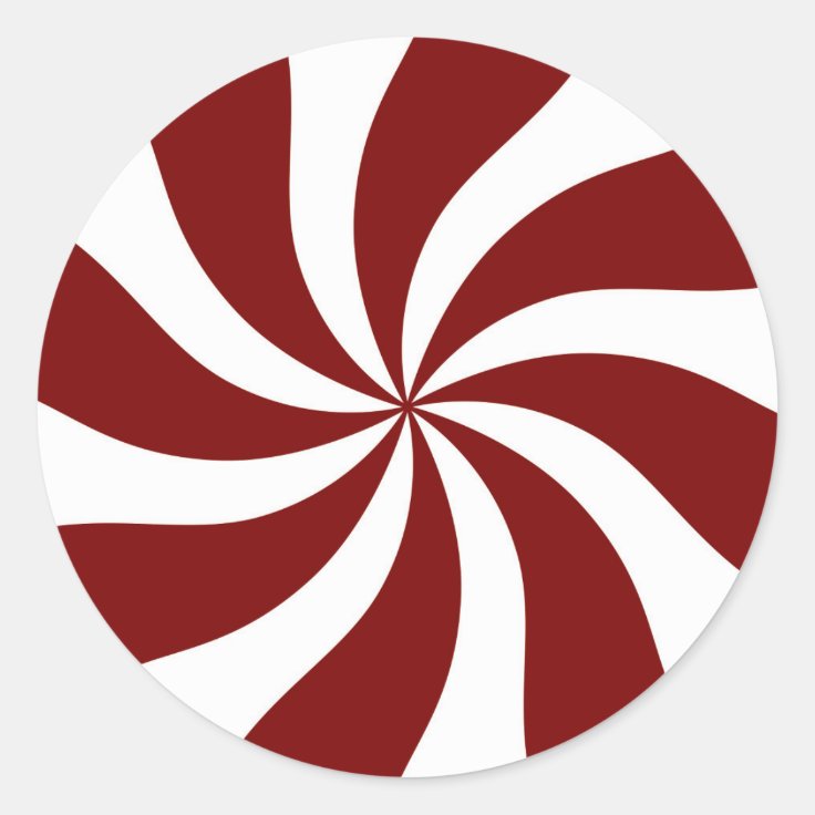 Peppermint Candy Swirl Red and White Classic Round Sticker | Zazzle